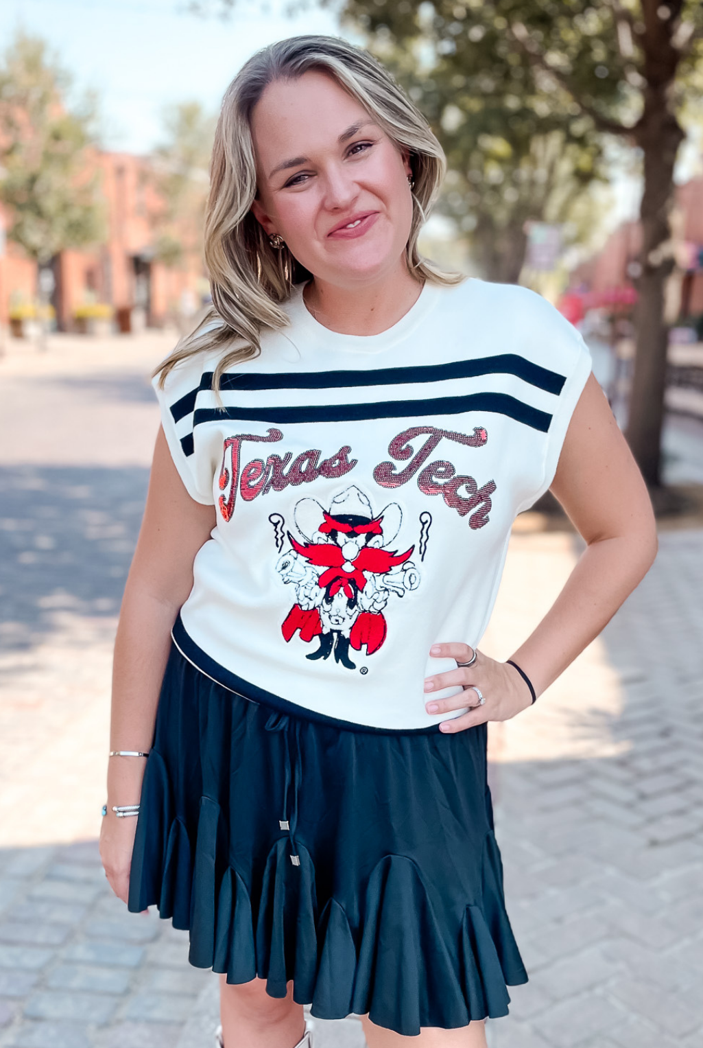 Queen Of Sparkles - Raider Red Striped Sweater — Tucker Brown