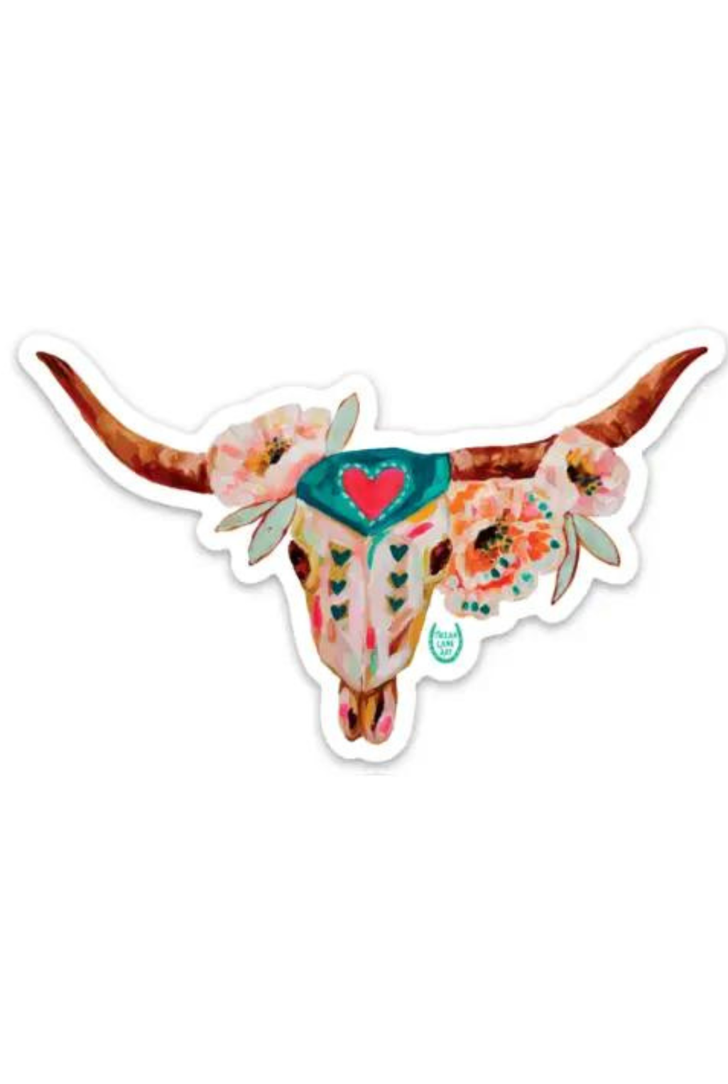 Floral Steer Skull Sticker — Tucker Brown