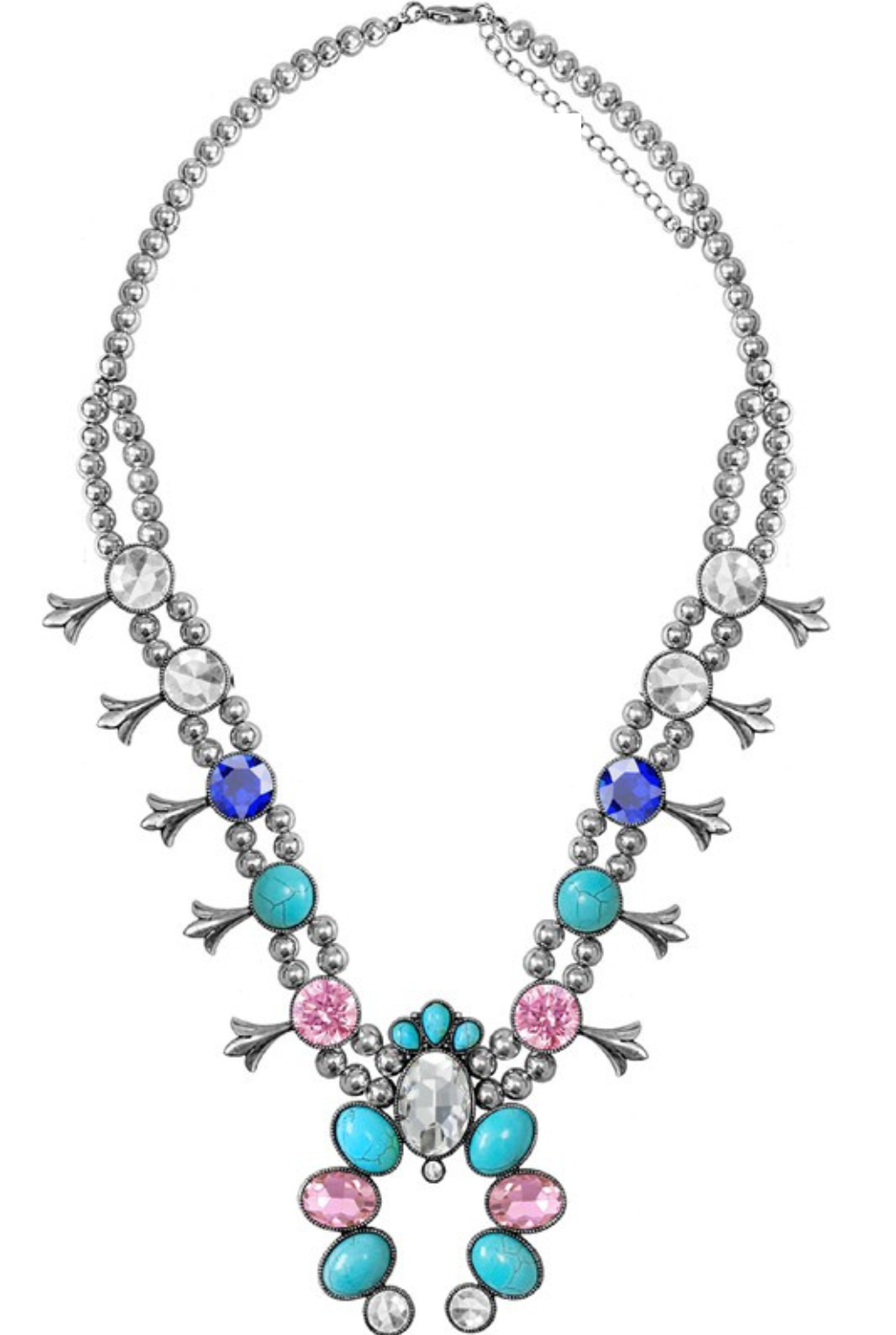 Jewel Squash Blossom Necklace - Turquoise/Blue/Pink — Tucker Brown